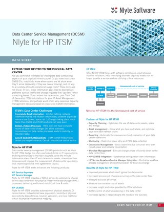 Nlyte for HP ITSM Data Sheet | Nlyte