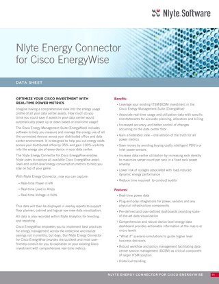 Nlyte Energy Connector Cisco for EnergyWise Data Sheet | Nlyte