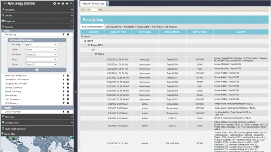 Nlyte Energy Optimizer | Activity Log report | Nlyte